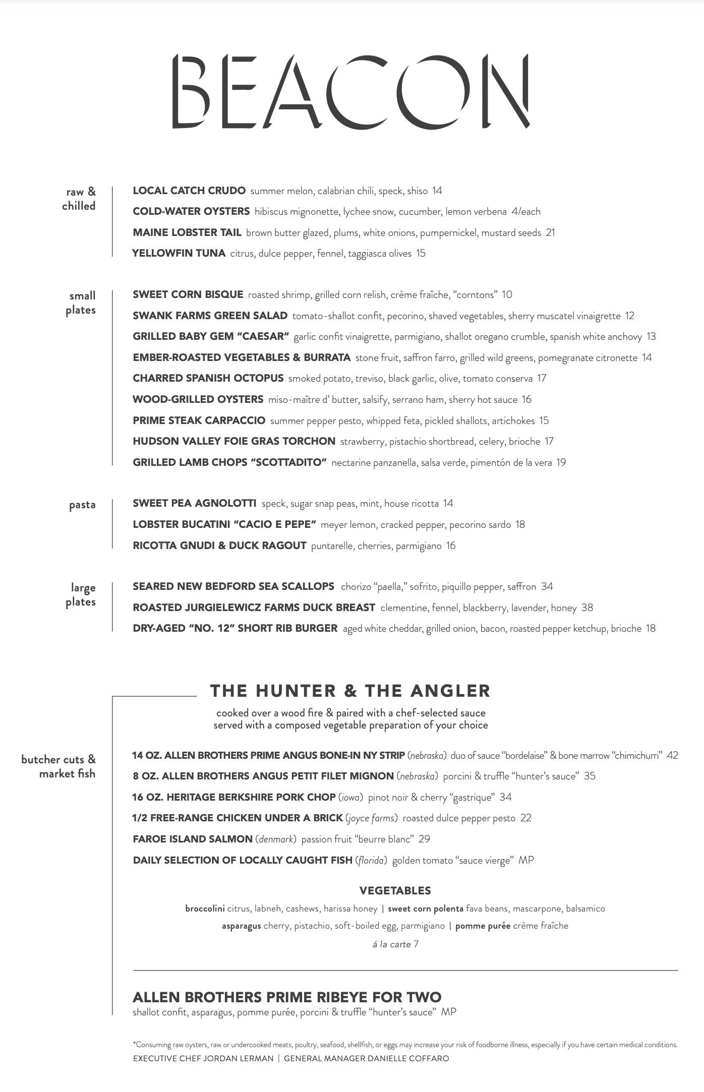 BEACON Dinner Menu - Charlie & Joe's at Love Street | Documents ...